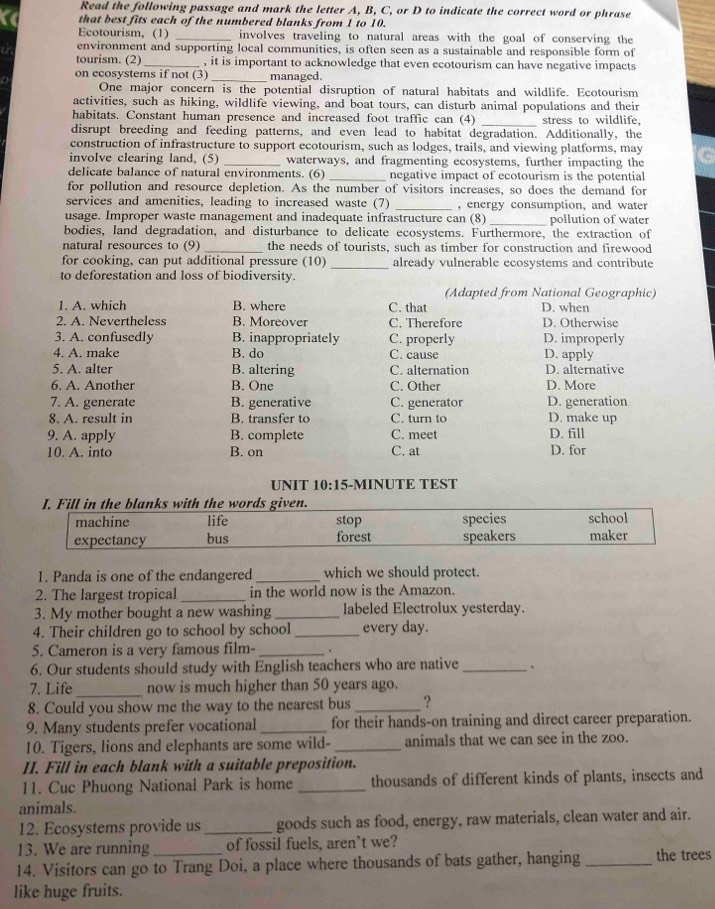 Giải quyết:Read the following passage and mark the letter A, B, C, or D ...
