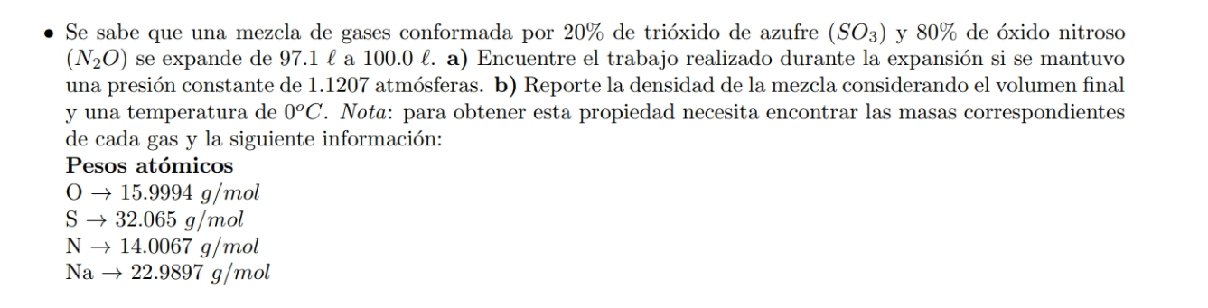 Resuelto:Se sabe que una mezcla de gases conformada por 20% de trióxido ...