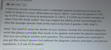 Resuelto:》 Liscen Indigenous people sometimes cook in waterlight ...