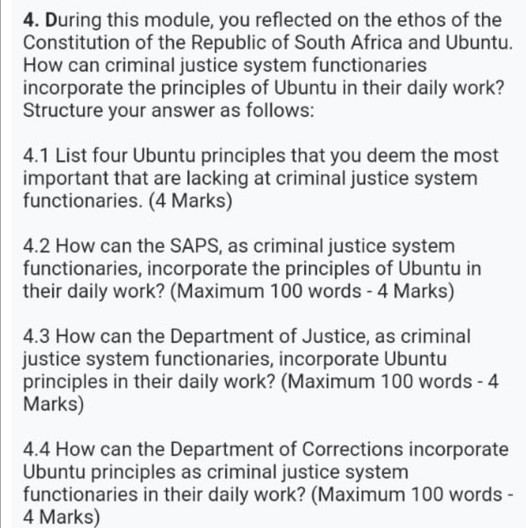 During this module, you reflected on the ethos of the Constitution of ...