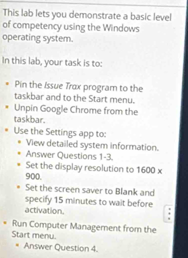 Solved: This lab lets you demonstrate a basic level of competency using ...