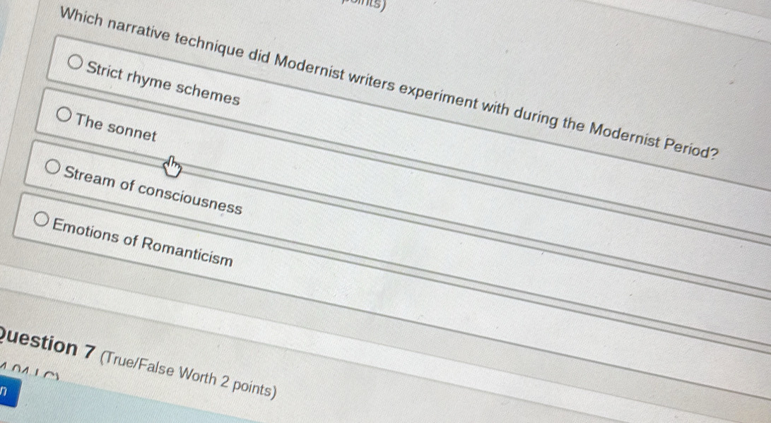 Solved: foints Strict rhyme schemes Which narrative technique did ...