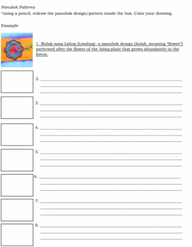 Solved: Panubok Patterns *using a pencil, redraw the panubok design ...