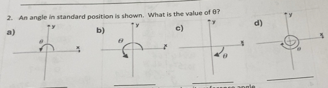 Solved: An angle in standard position is shown. What is the value of θ ...
