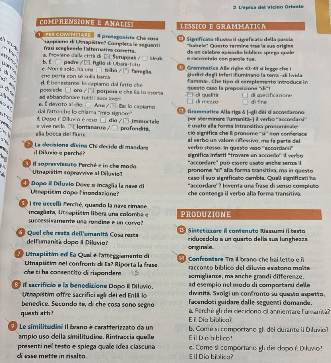 Risolto:L'epica del Vicino Oriente COMPRENSIONE E ANALISI lessico E ...