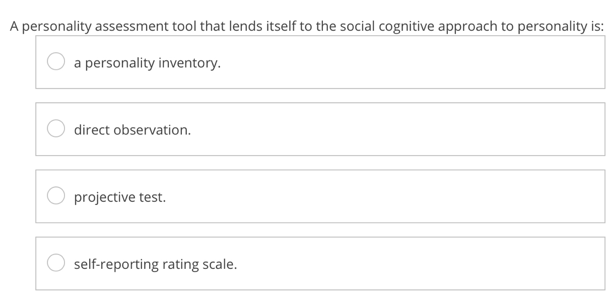 Solved: A personality assessment tool that lends itself to the social ...