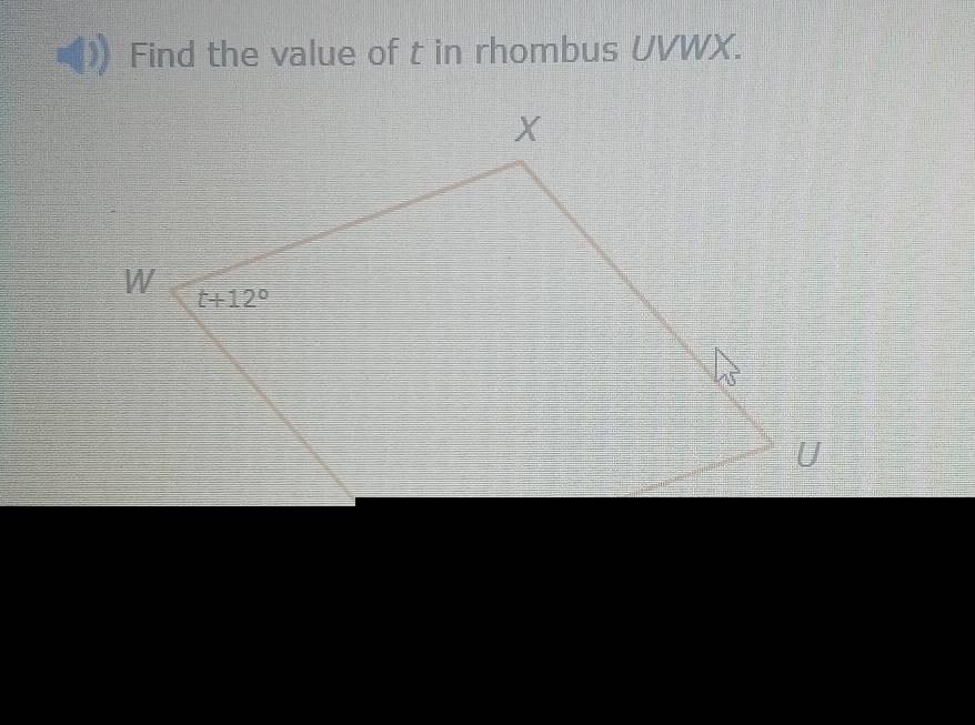 Solved: Find the value of t in rhombus UVWX. [Math]