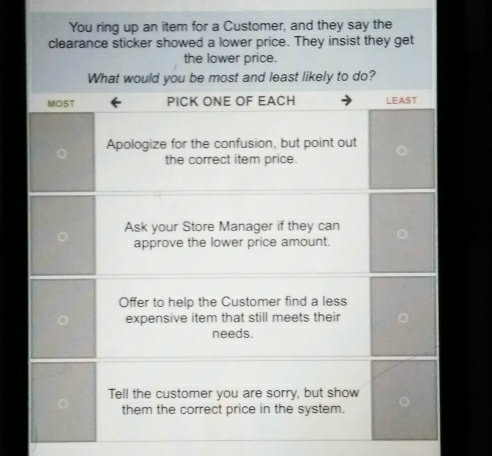 Solved: You ring up an item for a Customer, and they say the clearance ...