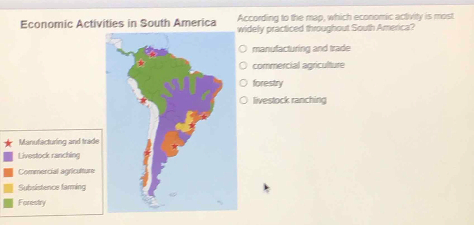 Solved: According to the map, which economic activity is most Economic ...