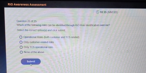 Solved: RiO Awareness Assessment 18 35 (MM:SS) Question 25 of 25 Which ...