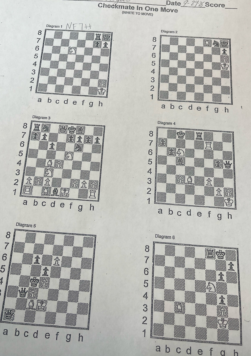 Solved: Date Score Checkmate In One Move_ _ (WHITE TO MOVE) 7 6 5 a a b ...