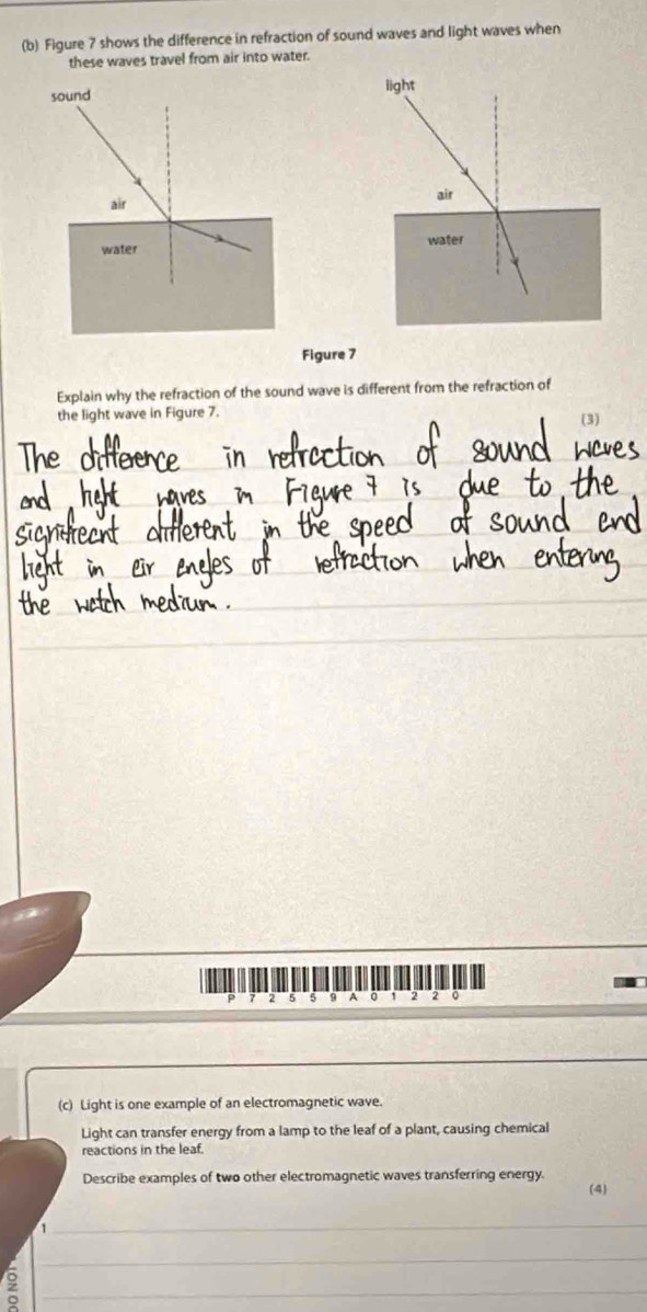 Solved: Figure 7 shows the difference in refraction of sound waves and ...