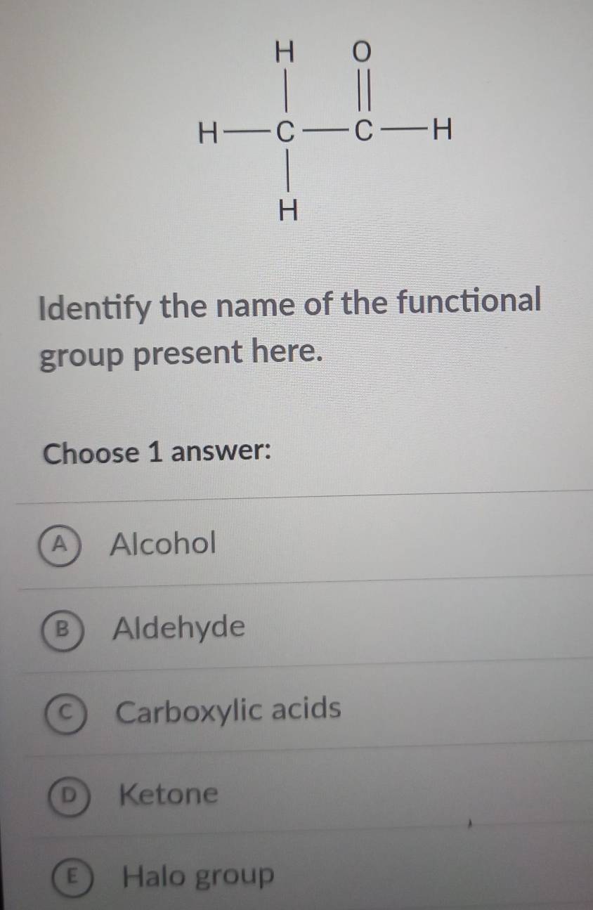 Solved: Identify the name of the functional group present here. Choose ...