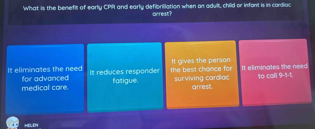 Solved: What is the benefit of early CPR and early defibrillation when ...