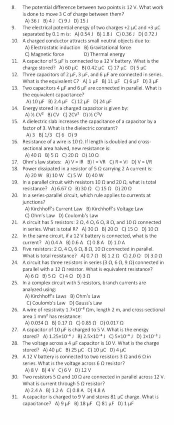 Solved: The potential difference between two points is 12 V. What work ...