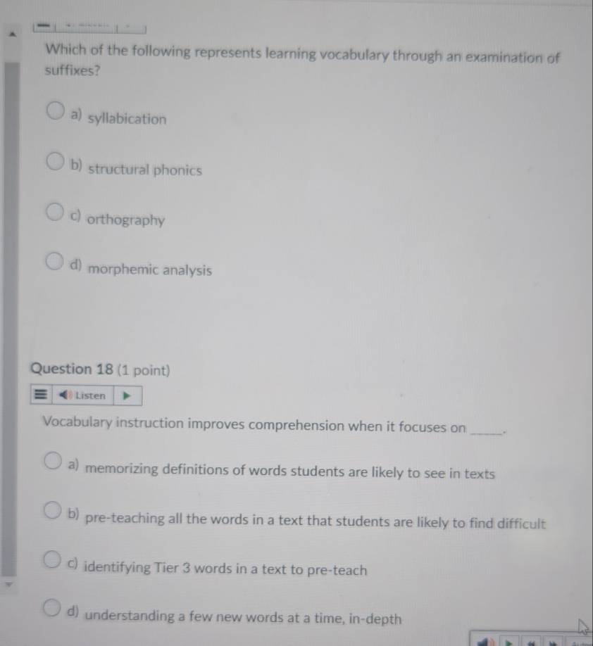 Solved: Which of the following represents learning vocabulary through ...