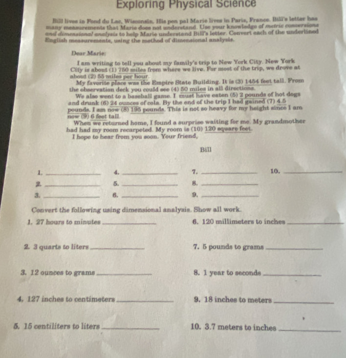 Solved: Exploring Physical Science Bill lives in Fond du Lac, Wisconsin ...