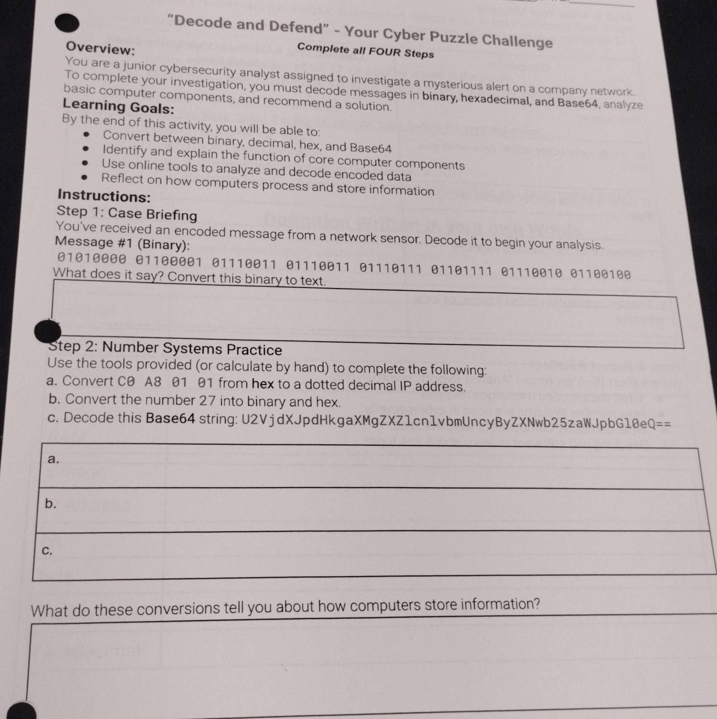 Solved: “Decode and Defend” - Your Cyber Puzzle Challenge Overview ...