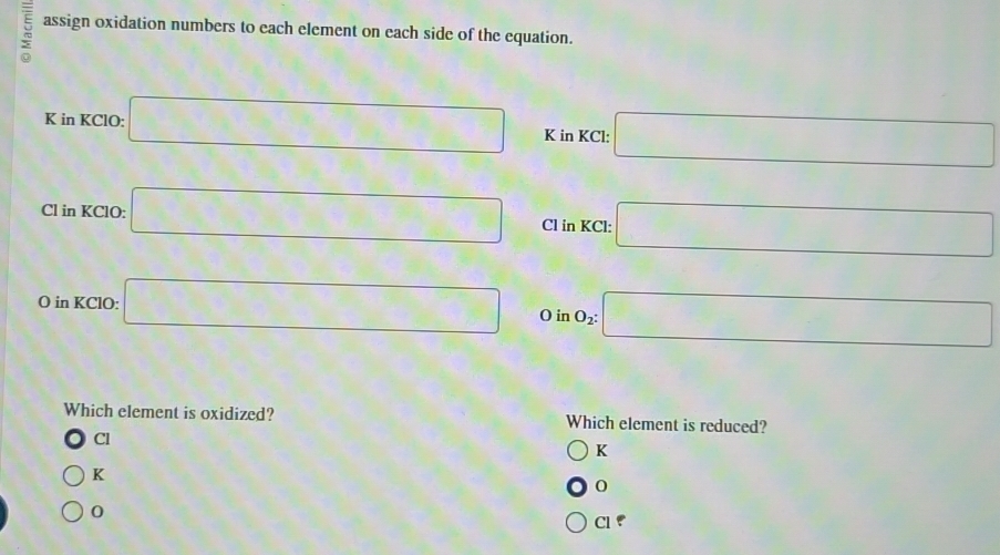 Solved: assign oxidation numbers to each element on each side of the ...