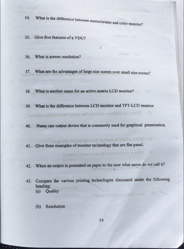 Solved: What is the difference between monochrome and color monitor? 35 ...