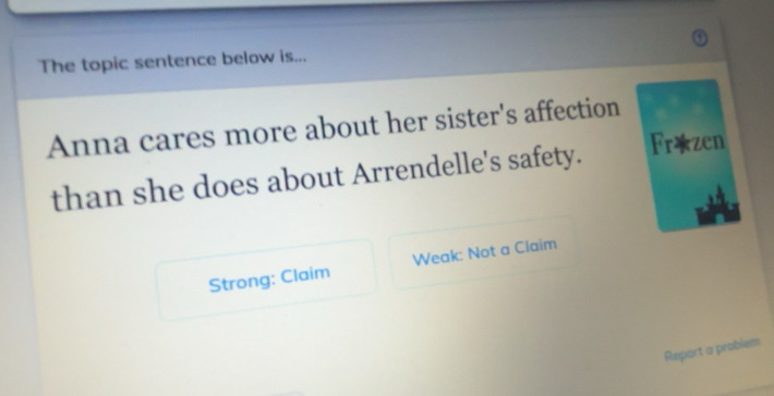Solved: The topic sentence below is... Anna cares more about her sister ...