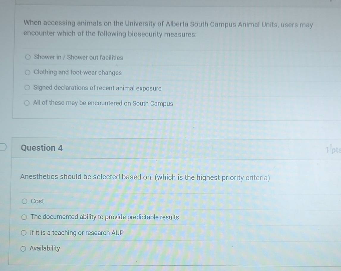 Solved: When accessing animals on the University of Alberta South ...