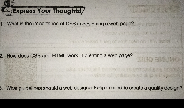 Solved: Express Your Thoughts! 1. What is the importance of CSS in ...
