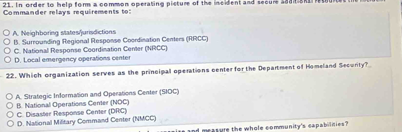 Solved: In order to help form a common operating picture of the ...