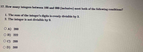 Solved: How many integers between 100 and 999 (inclusive) meet both of ...