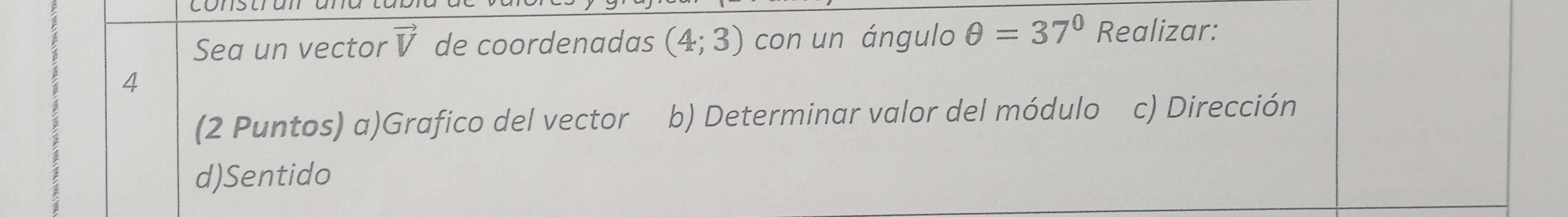 Resuelto:Sea un vector vector V de coordenadas (4;3) con un ángulo θ ...