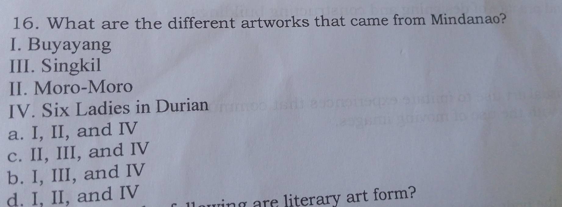 Solved: What are the different artworks that came from Mindanao? I ...