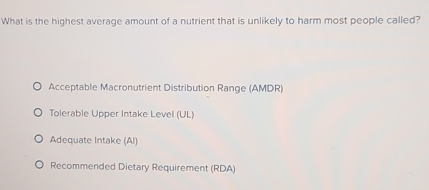 Solved: What is the highest average amount of a nutrient that is ...