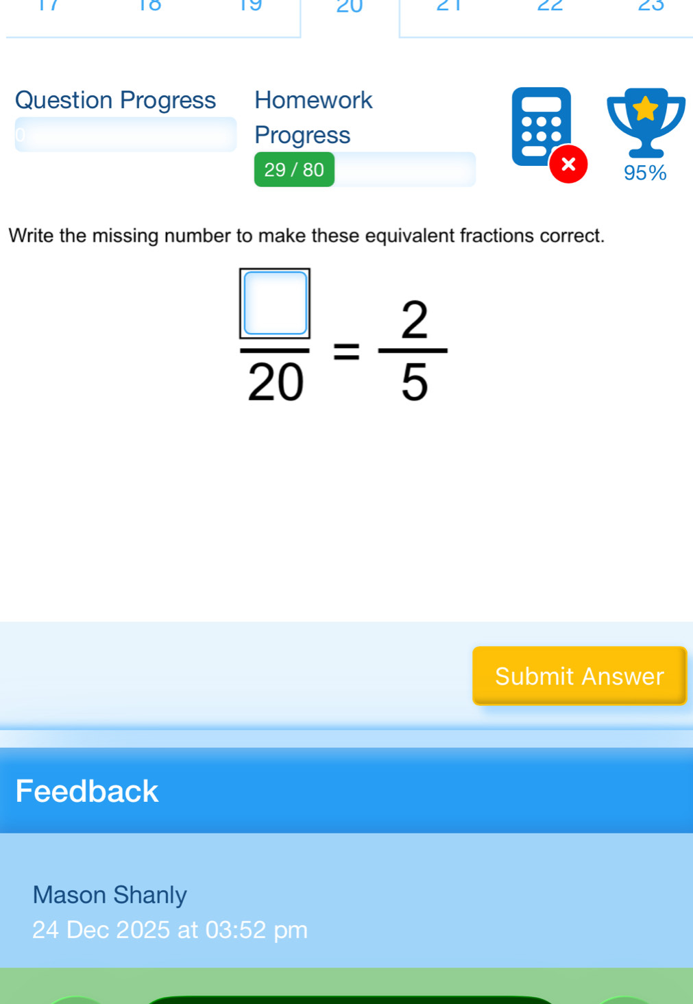Solved: 1 ∠j 19 20 Question Progress Homework Progress 29 / 80 × 95% ...
