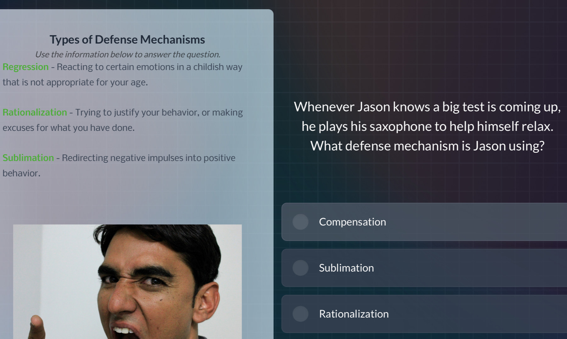 Solved: Types of Defense Mechanisms Use the information below to answer ...