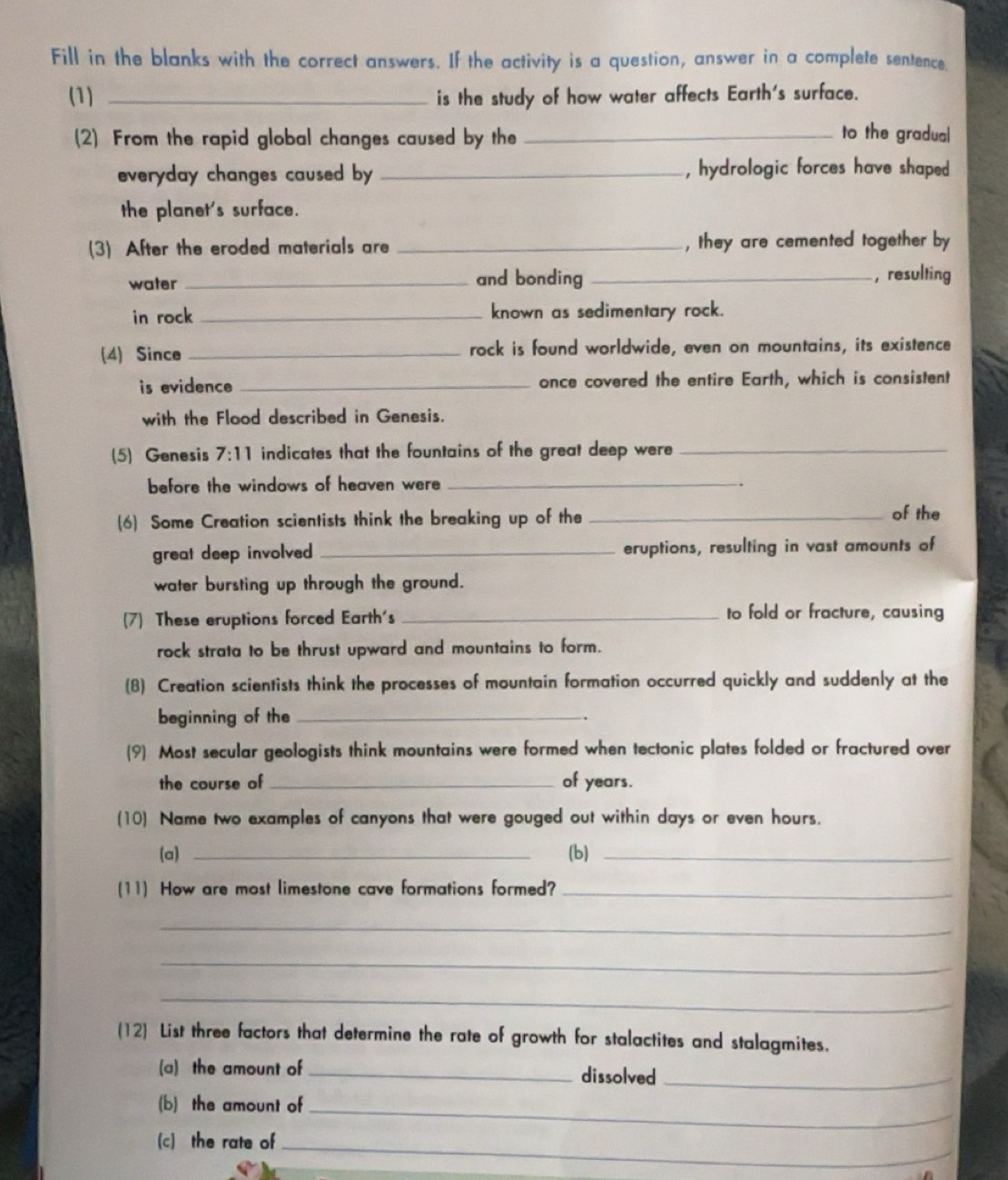 Gelöst:Fill in the blanks with the correct answers. If the activity is ...