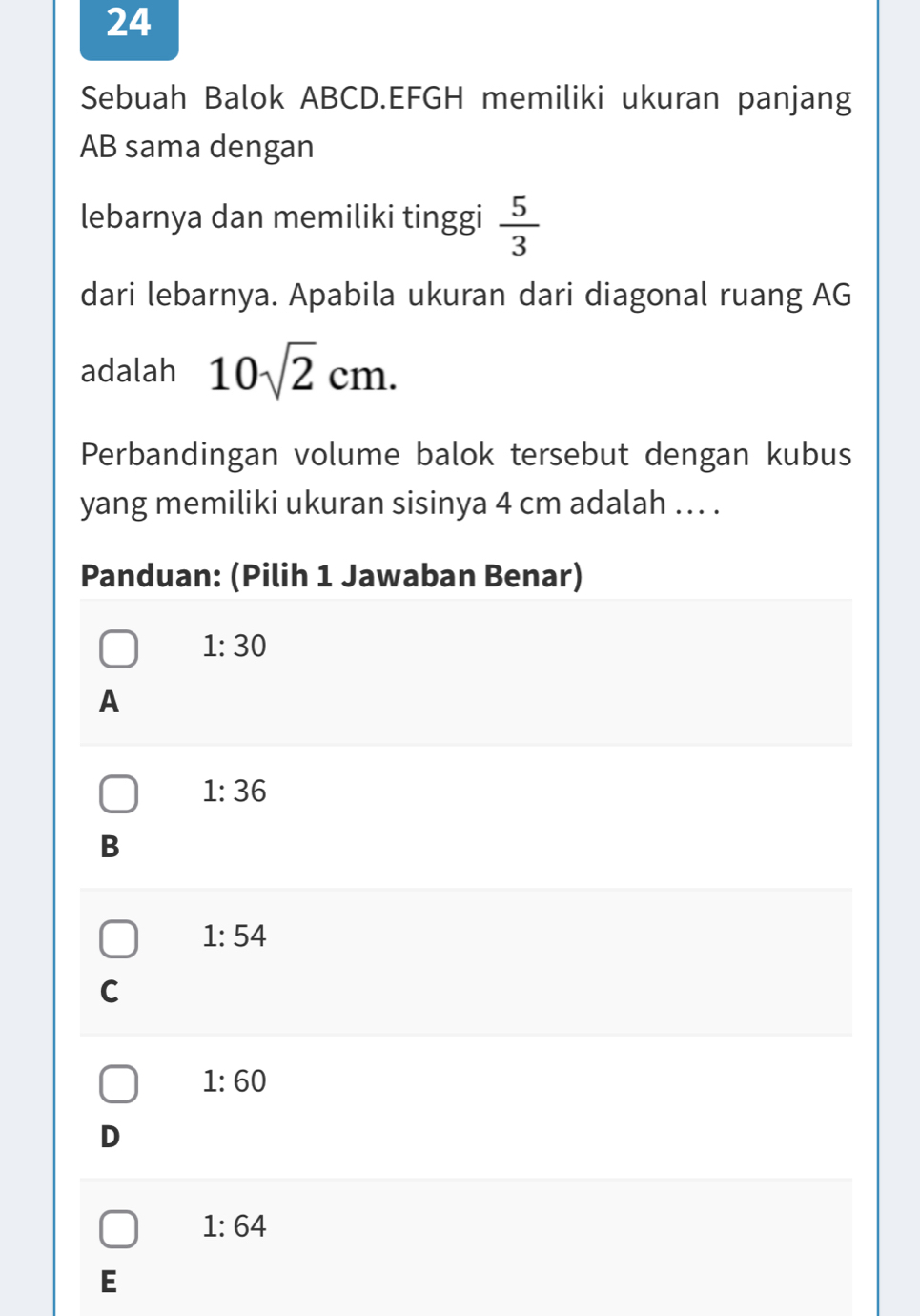 Telah dijawab:Sebuah Balok ABCD.EFGH memiliki ukuran panjang AB sama ...