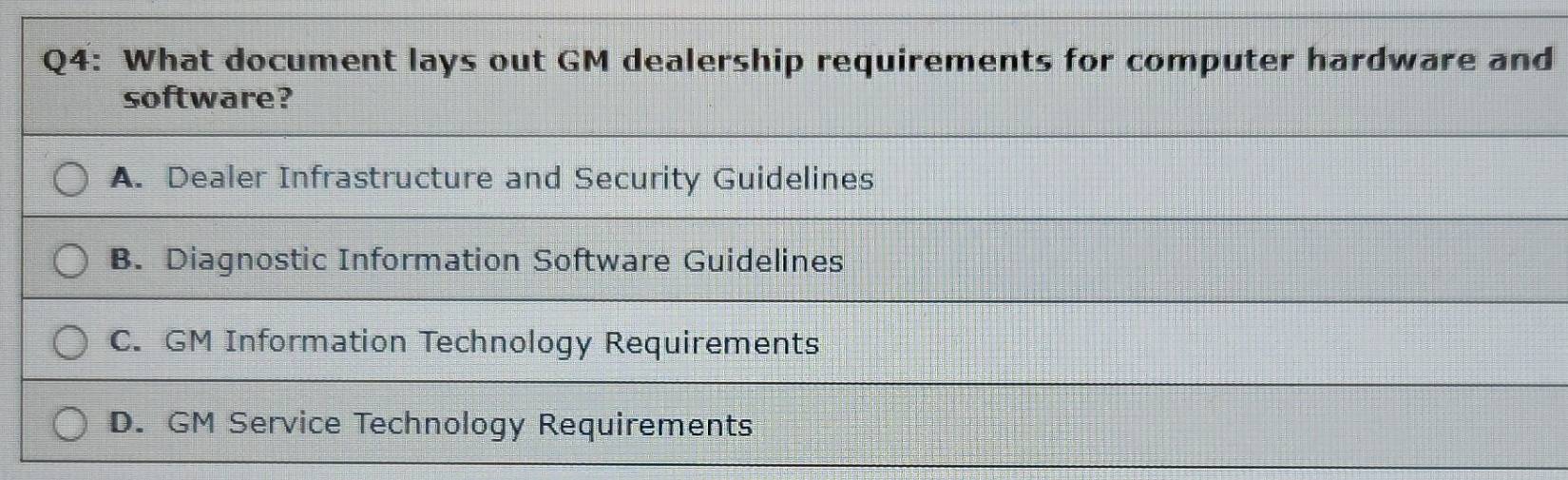 Solved: What document lays out GM dealership requirements for computer ...