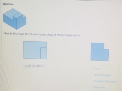 Solved: Question Identify the views the below shapes show of the 3D ...
