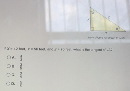 Solved: Note: Figure not drawn to scale. If X=42 feet, Y=56 feet, and Z ...