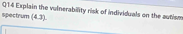 Solved: Explain the vulnerability risk of individuals on the autism ...