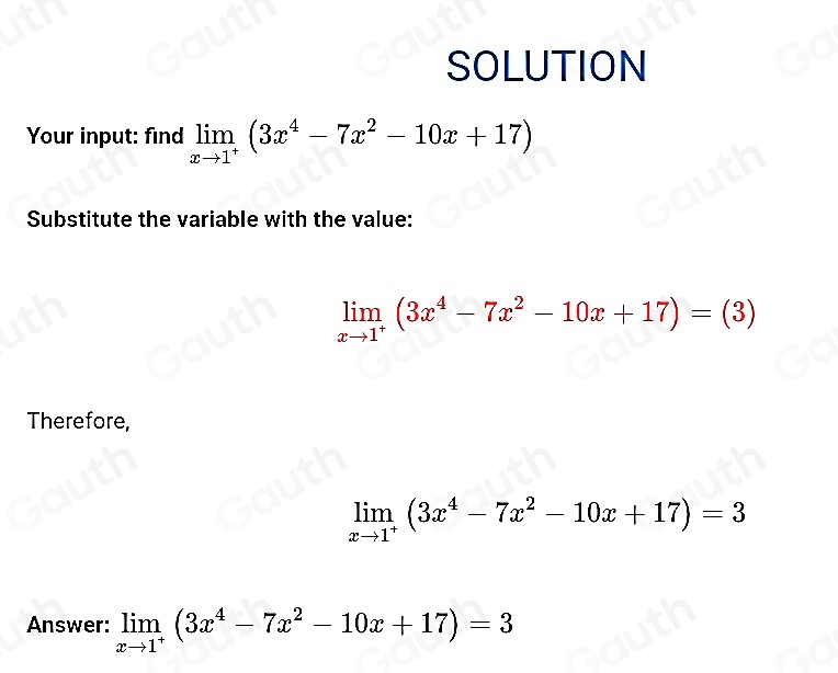 تم الحل:Find the limit by using limit laws and special limits ...