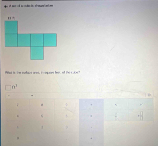 Solved: A net of a cube is shown befow What is the surface area, in ...