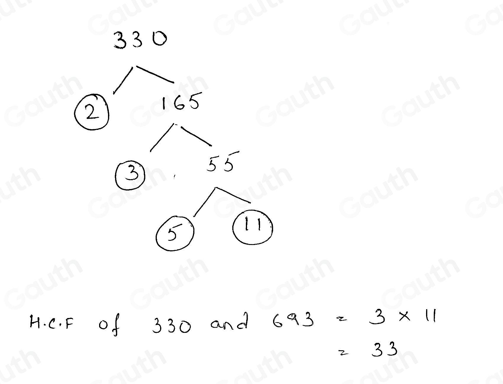 Solved: Draw the prime factor tree for 330 and use it to work out the ...