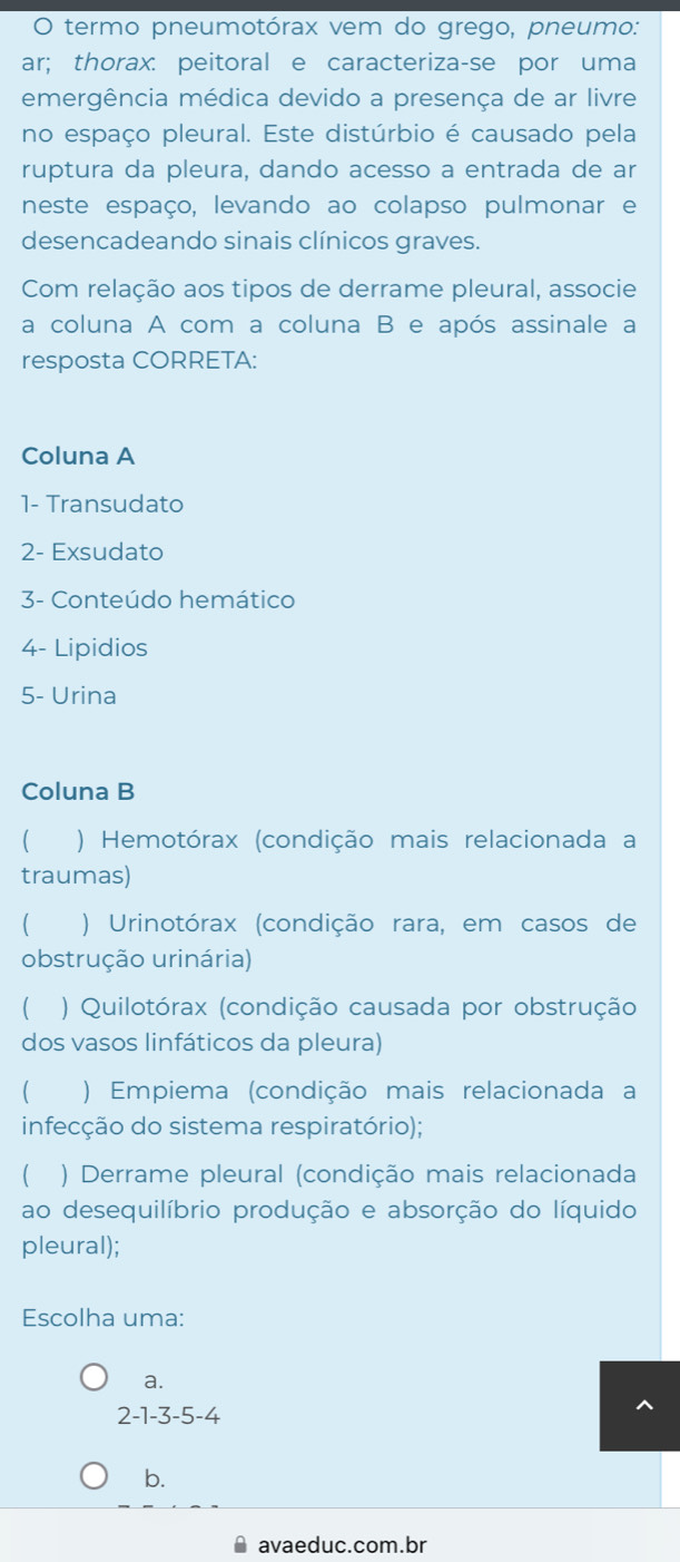 Resolvido:termo pneumotórax vem do grego, pneumo: ar; thorax: peitoral ...