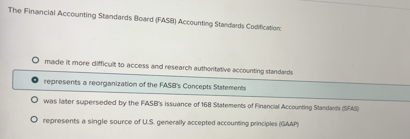 Solved: The Financial Accounting Standards Board (FASB) Accounting ...
