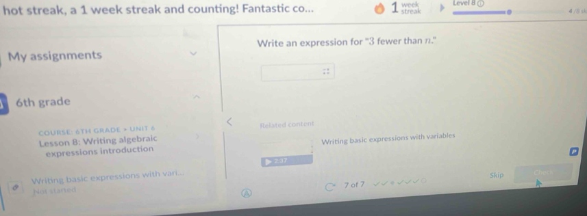 Solved: hot streak, a 1 week streak and counting! Fantastic co... 1 ...