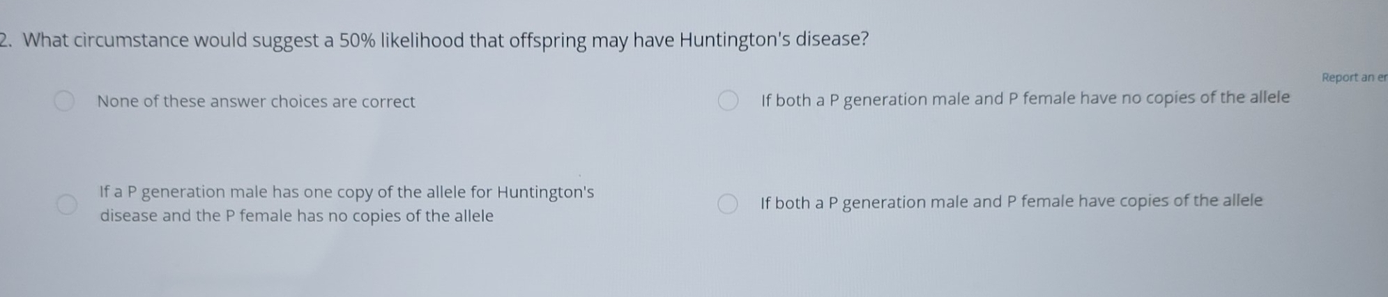 Solved: What circumstance would suggest a 50% likelihood that offspring ...