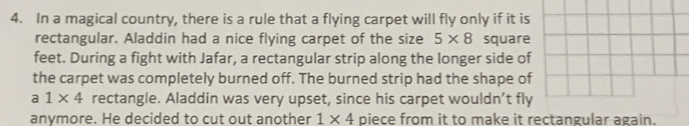 Solved: In a magical country, there is a rule that a flying carpet will ...