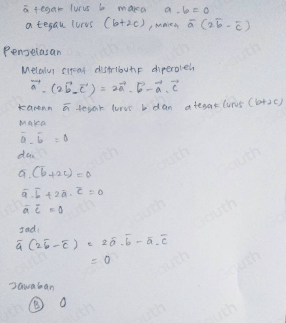 Telah dijawab:Diketahui vector a, vector b, dan vector c vektor-vektor ...
