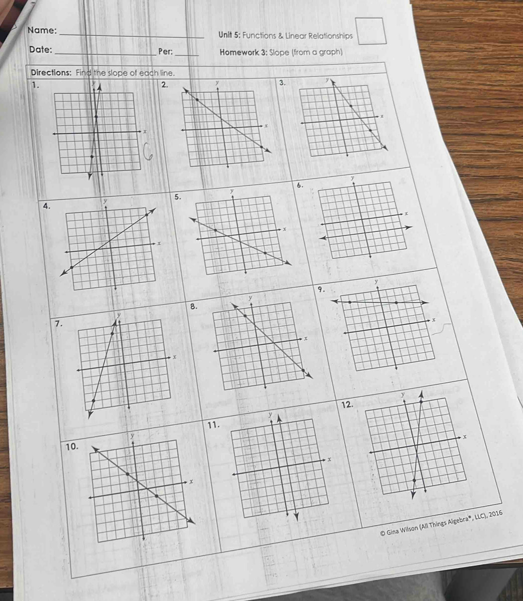 Solved: Name:_ Unit 5: Functions & Linear Relationships Date:_ Per ...